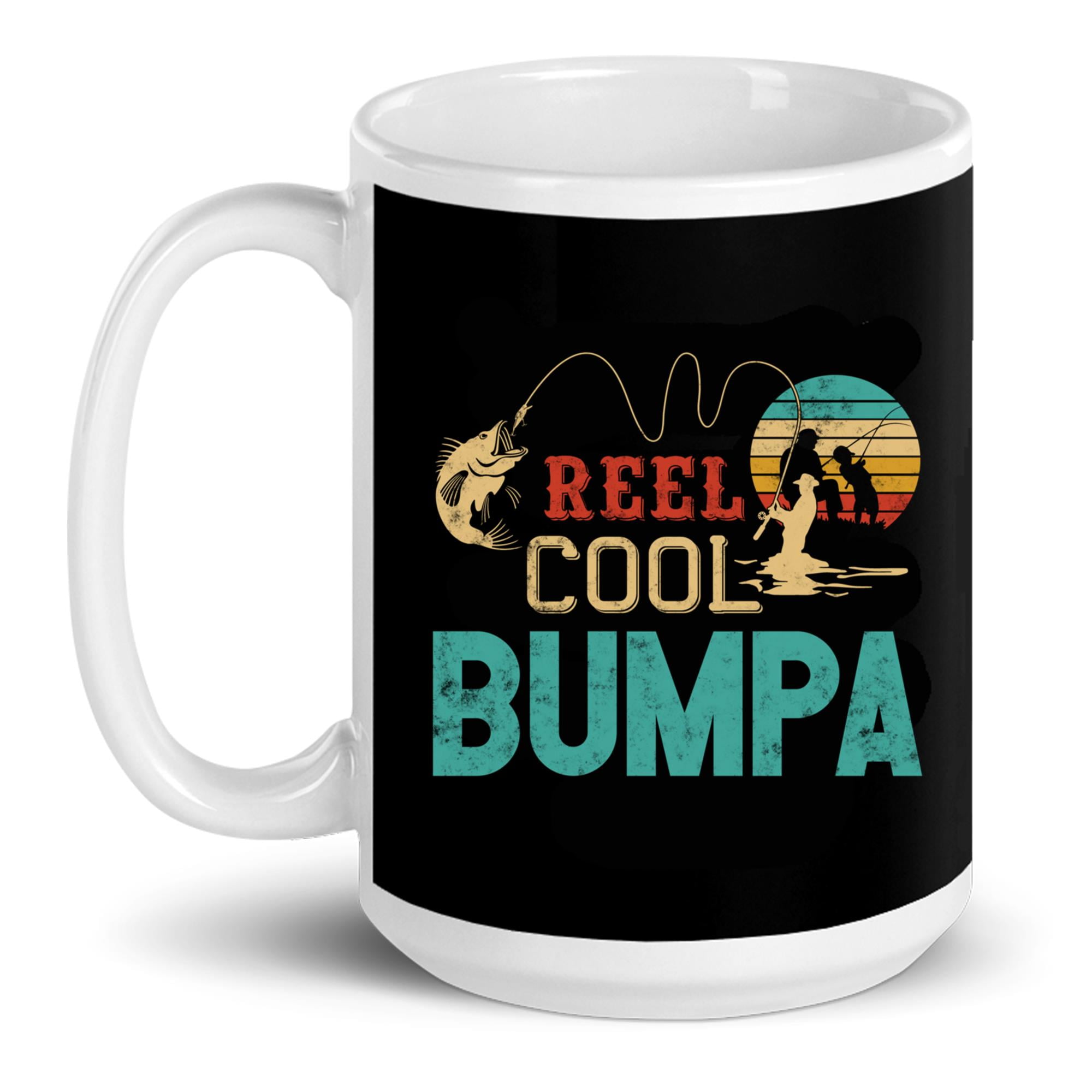 Reel Cool Bumpa Vintage Funny Fishing Rod Gift Ceramic Mug 15oz (White ...