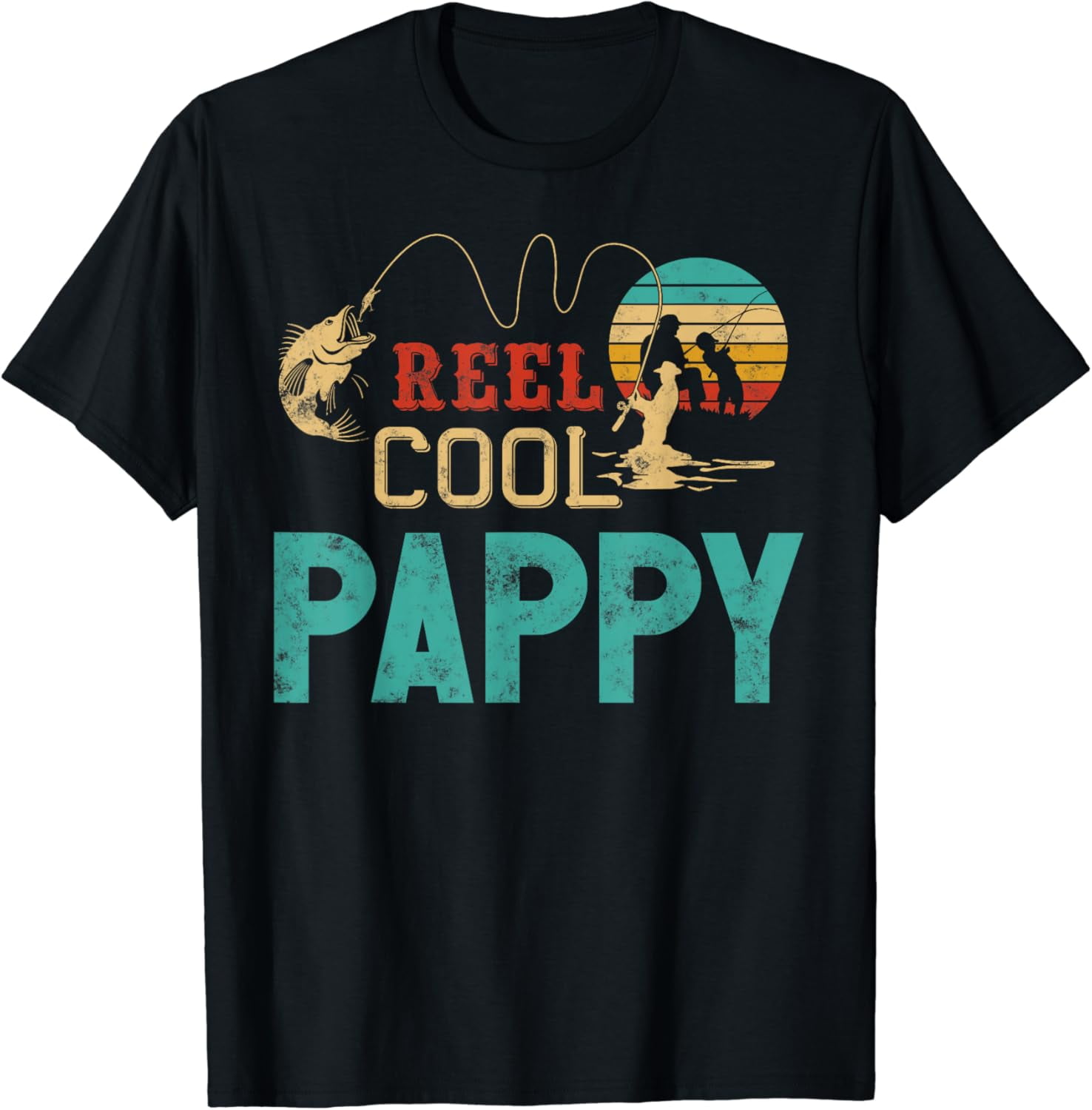 Reel Cool Pappy vintage funny fishing rod gifts for Pappy T-Shirt ...