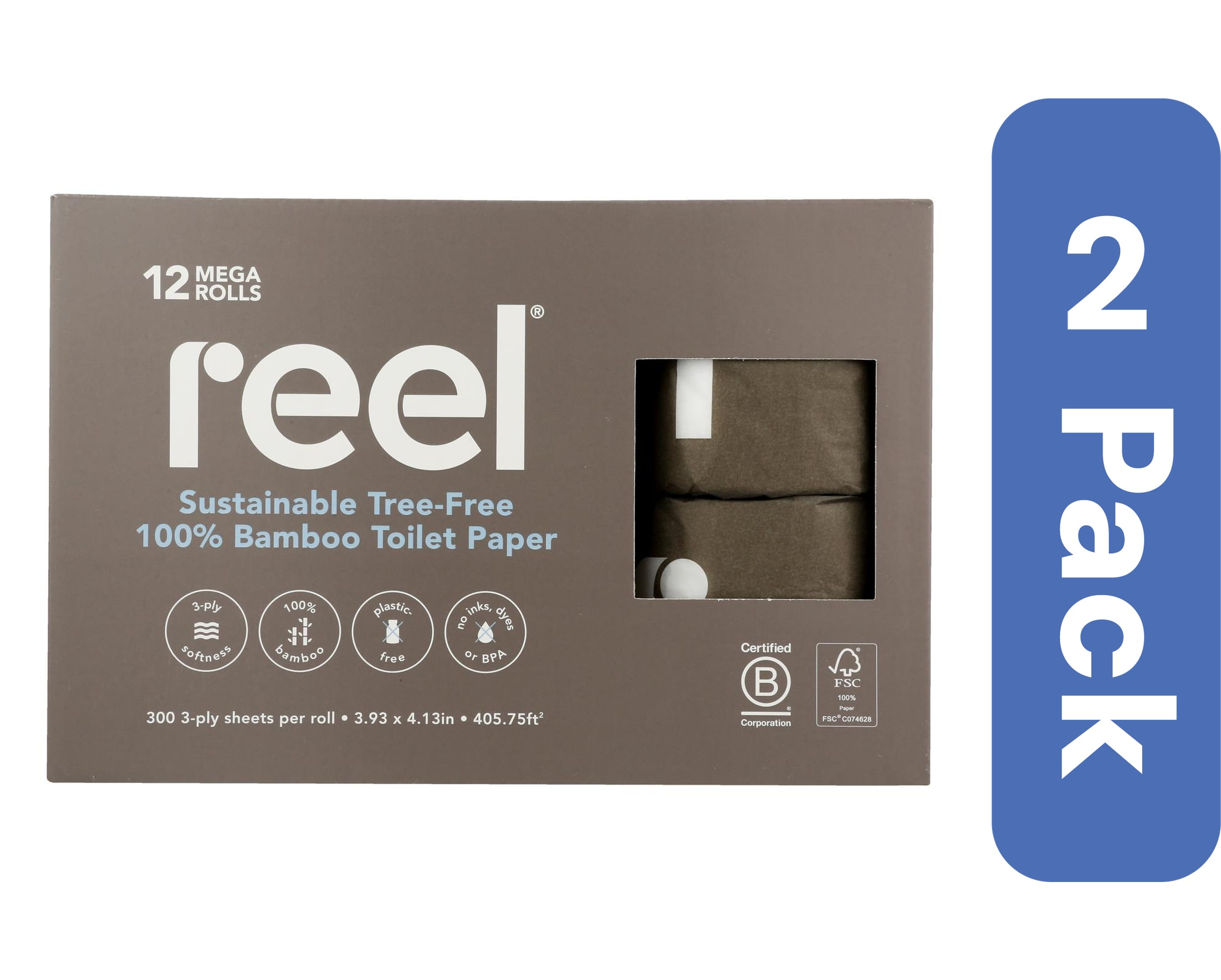 Reel Paper Bamboo Bath Tissue 3-Ply 12 Pack (Pack Of 2) - Walmart ...