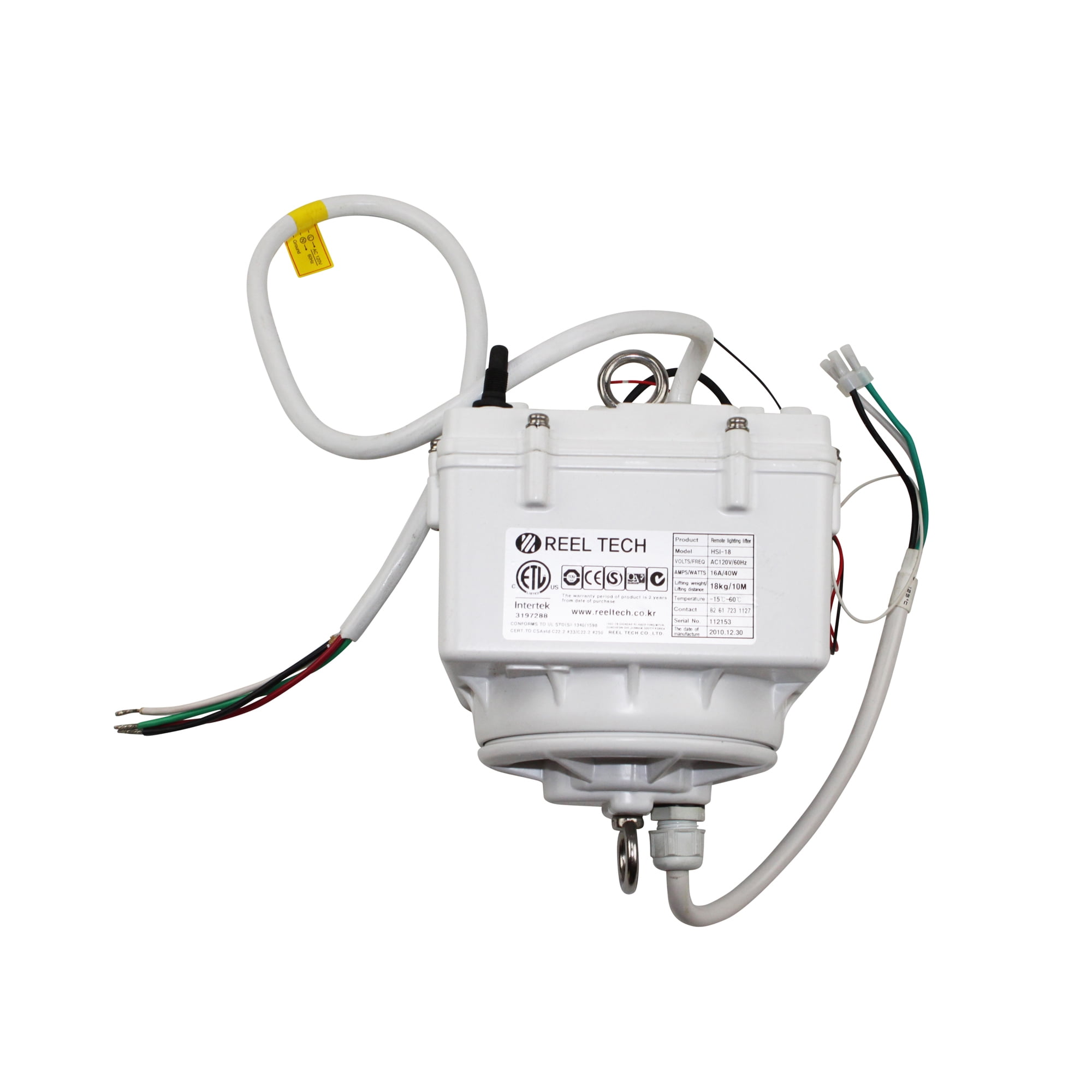 Reel Tech His-18 Hook Remote Lighting Lifter Dual Wire 16A 40W 120V ...