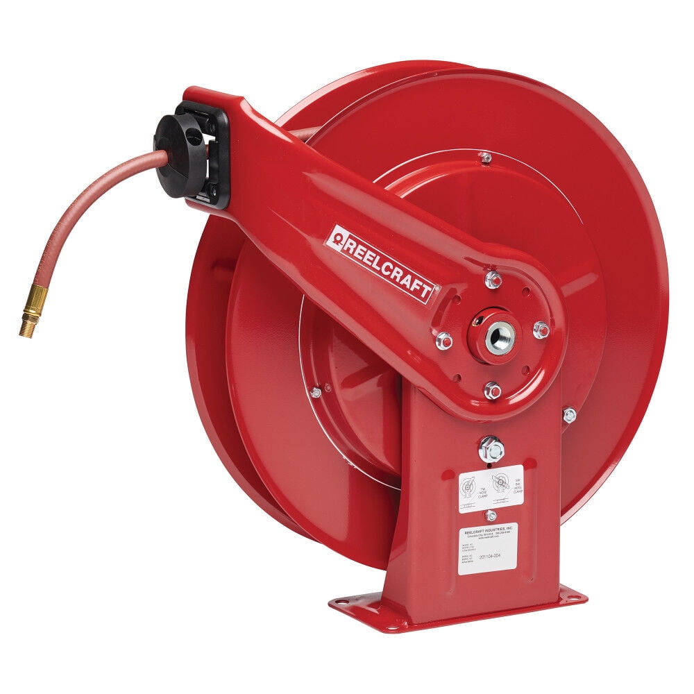 Reelcraft Heavy Duty Spring Retractable Hose Reels, 3/8 in x 50 ft - 1 ...