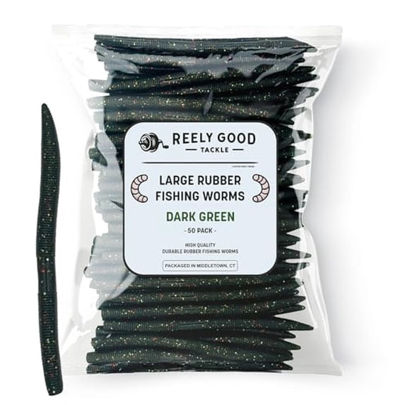Reely Bass Lures (50 Pack), 5 Inch - Green Bass Fishing Soft Plastic ...
