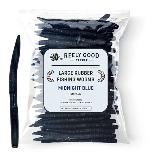 Reely Bass Lures (50 Pack), 5 Inch - Navy Blue Bass Fishing Soft ...