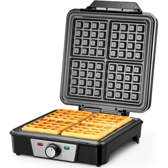 Reemix Belgian Waffle Maker, 4-Slice, 1200W Non-Stick Waffle Iron with ...