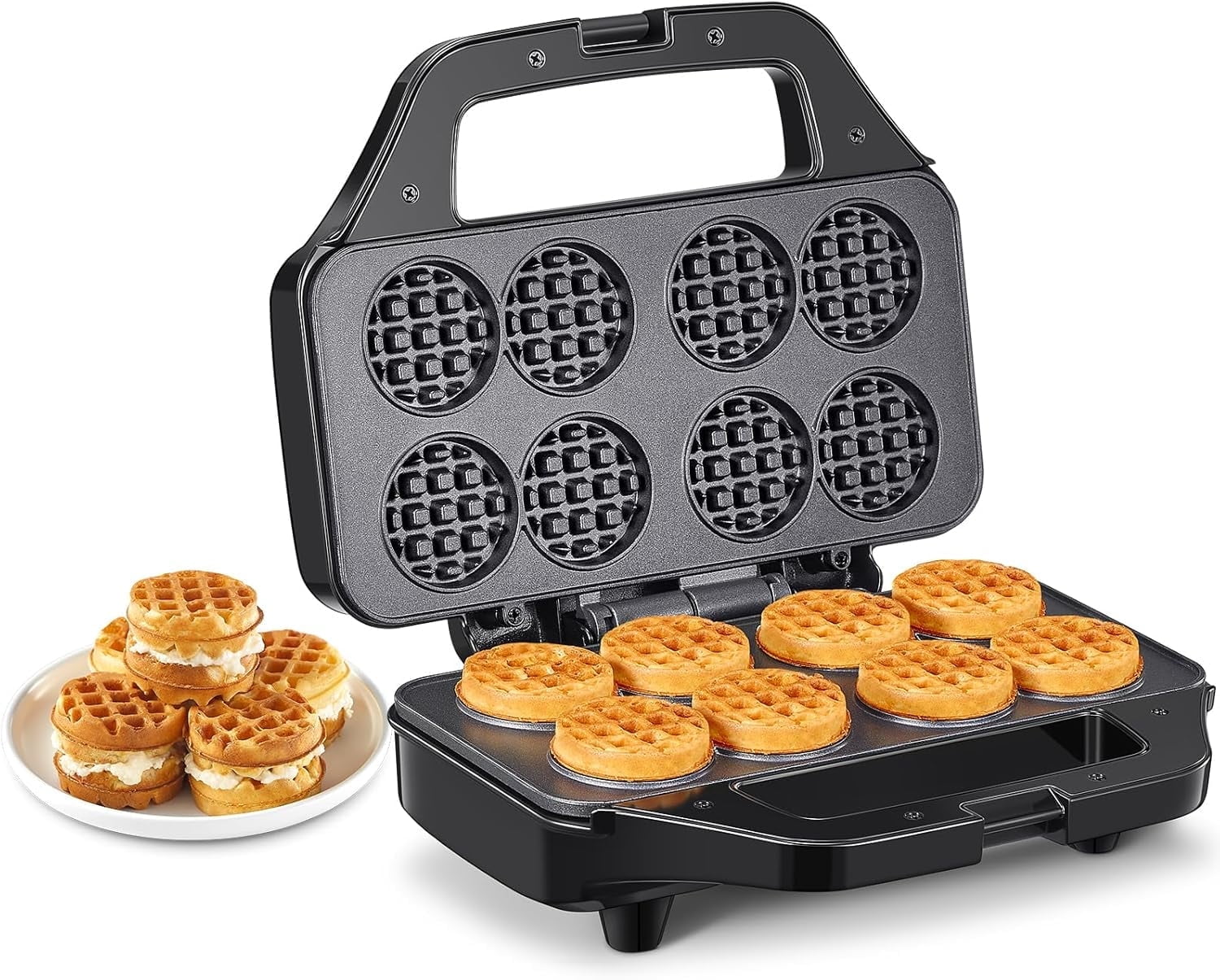 Reemix Mini Waffle Maker, 8-Square Non-Stick Waffle Iron, Compact ...