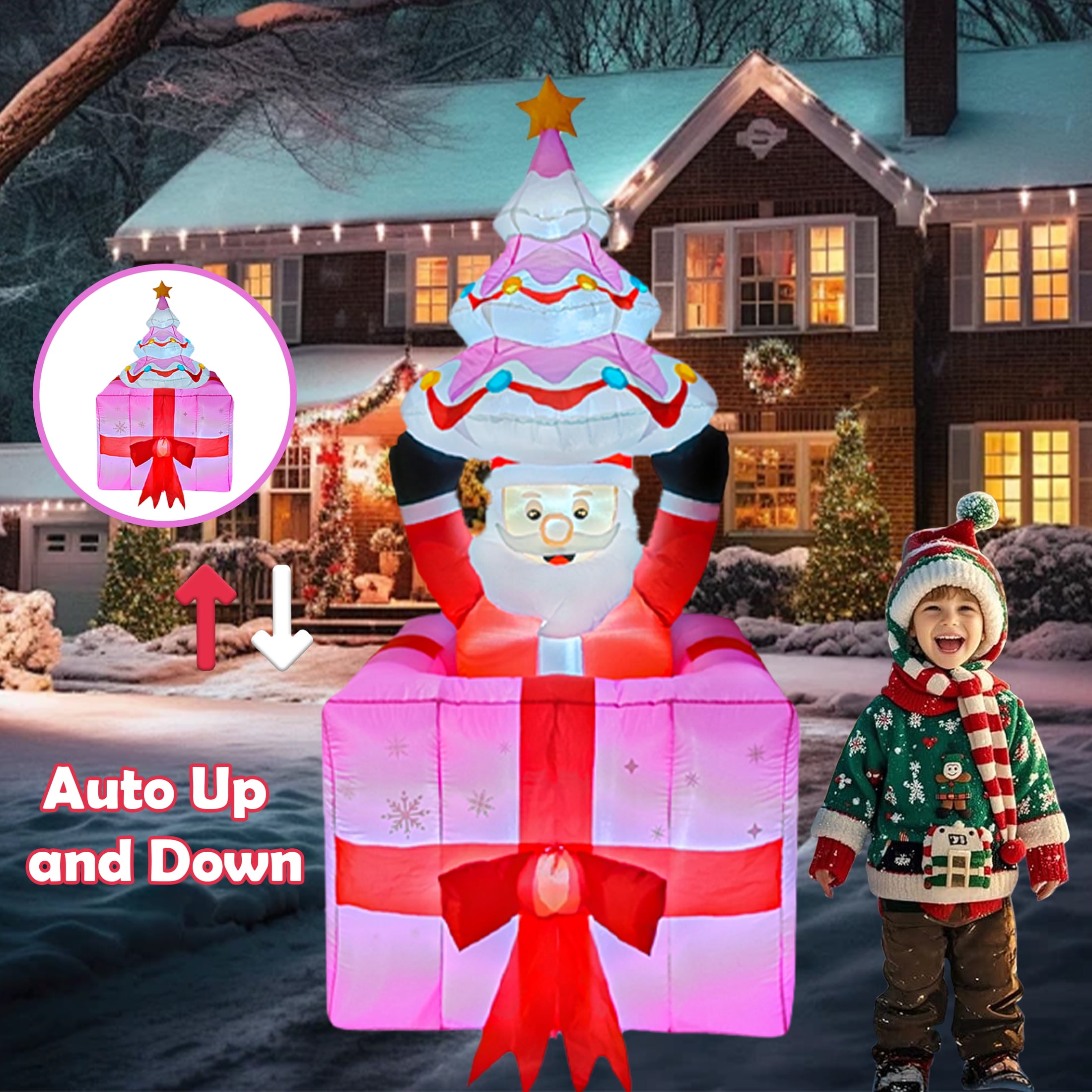 Reendo Christmas Inflatables Outdoor Decor Decorations with LED Blow up ...