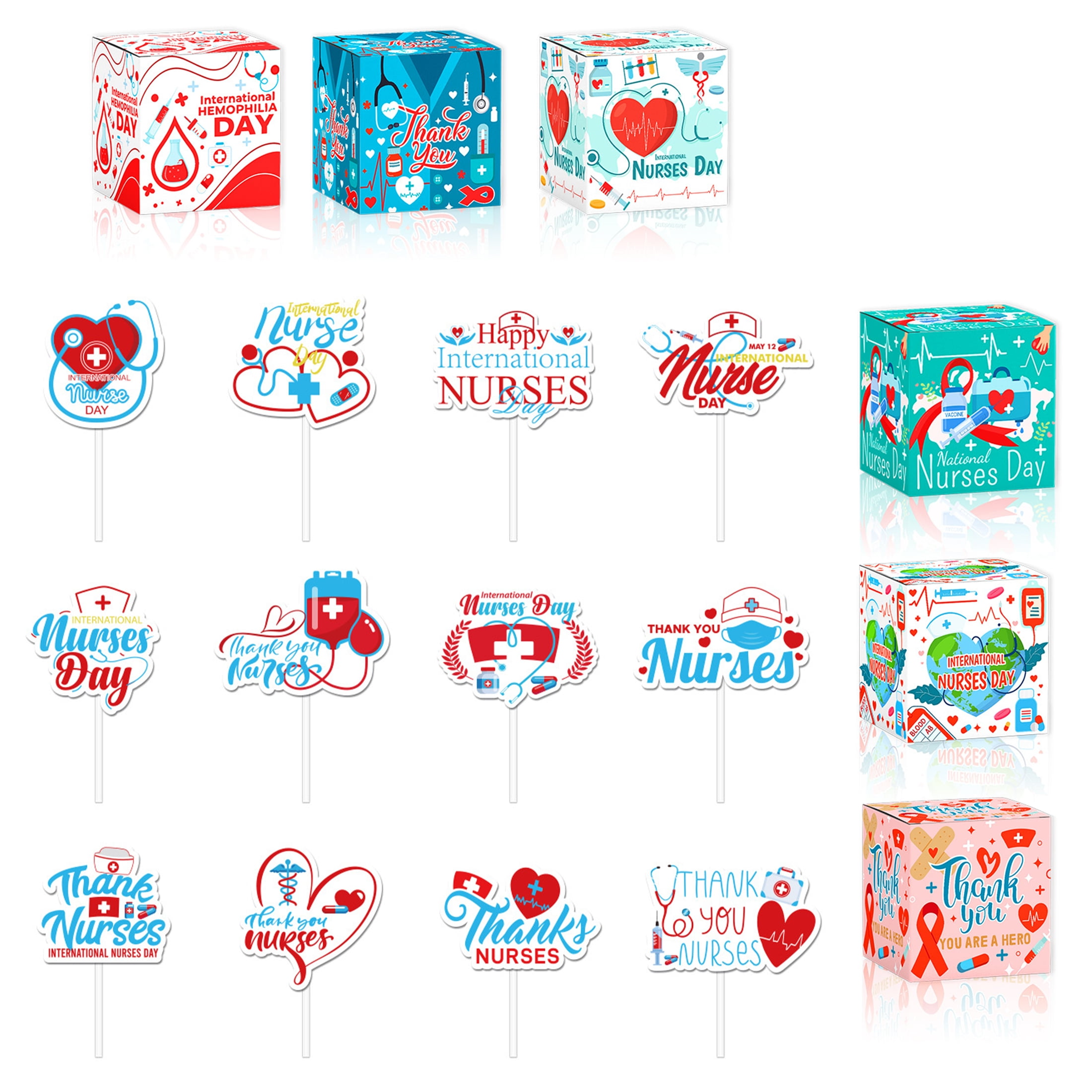 Reendo Nurse Appreciation Party Decoration Set – 18 Candy Boxes & 24 ...