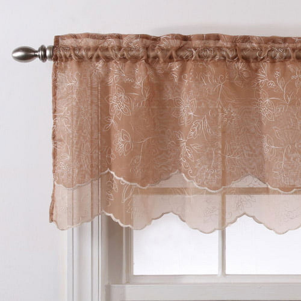 Reese Embroidered Sheer Layered Curtain Valance, 55" x 17" - Walmart.com