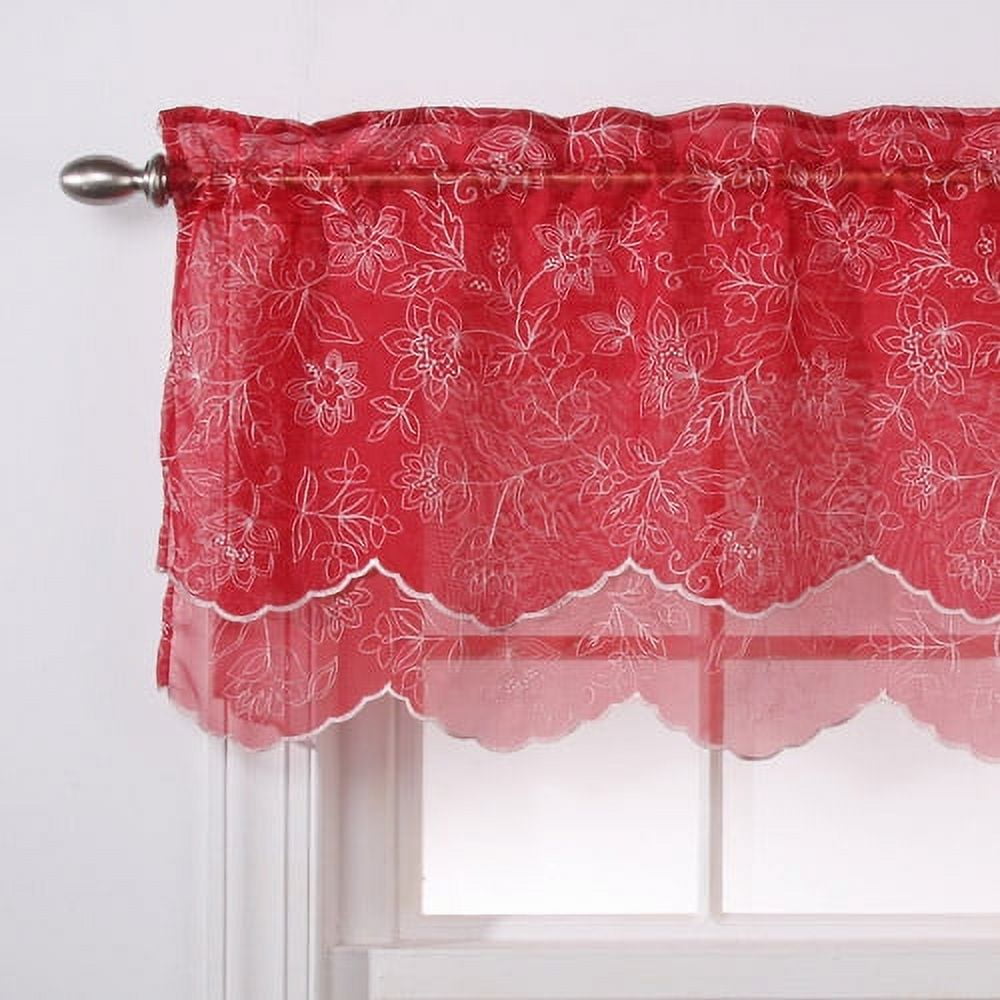 Reese Embroidered Sheer Layered Curtain Valance, 55" x 17" - Walmart.com