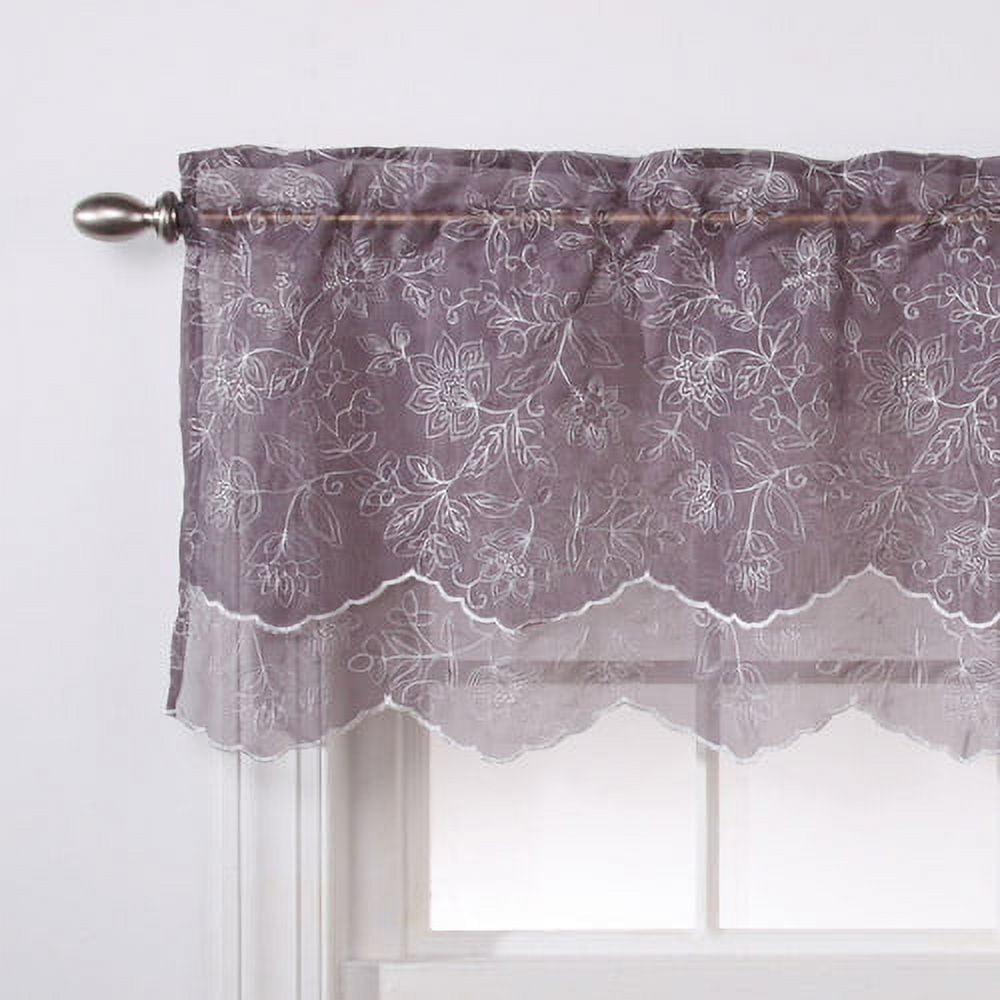 Reese Embroidered Sheer Layered Curtain Valance, 55" x 17" - Walmart.com