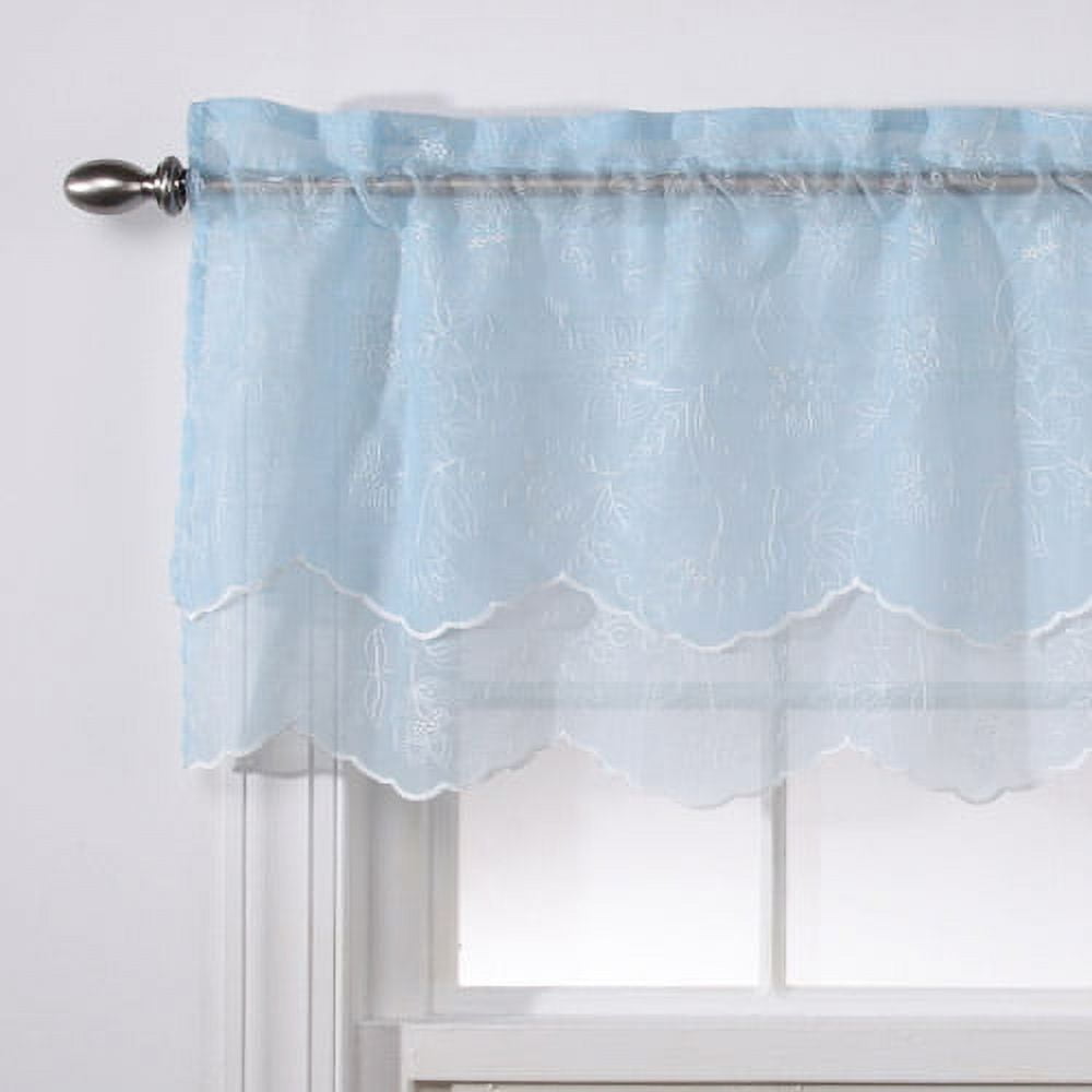 Reese Embroidered Sheer Layered Curtain Valance, 55" x 17" - Walmart.com