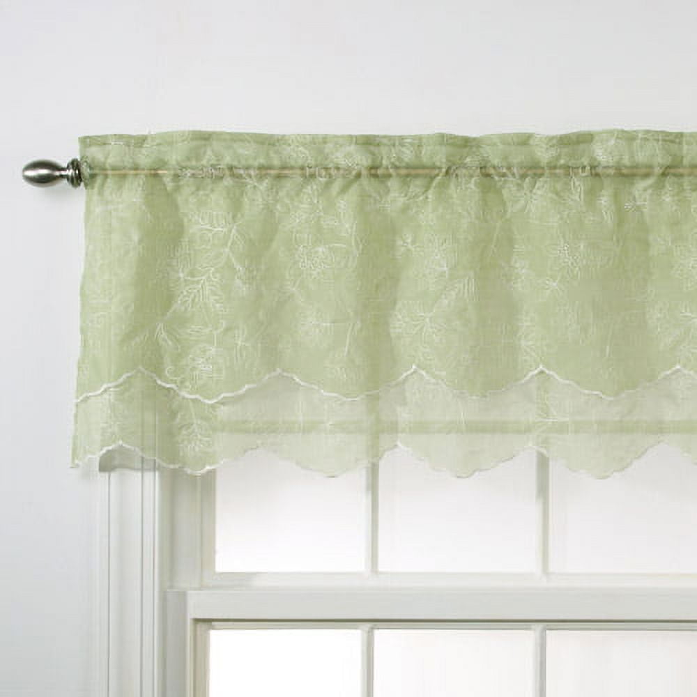 Reese Embroidered Sheer Layered Curtain Valance, 55" x 17" - Walmart.com