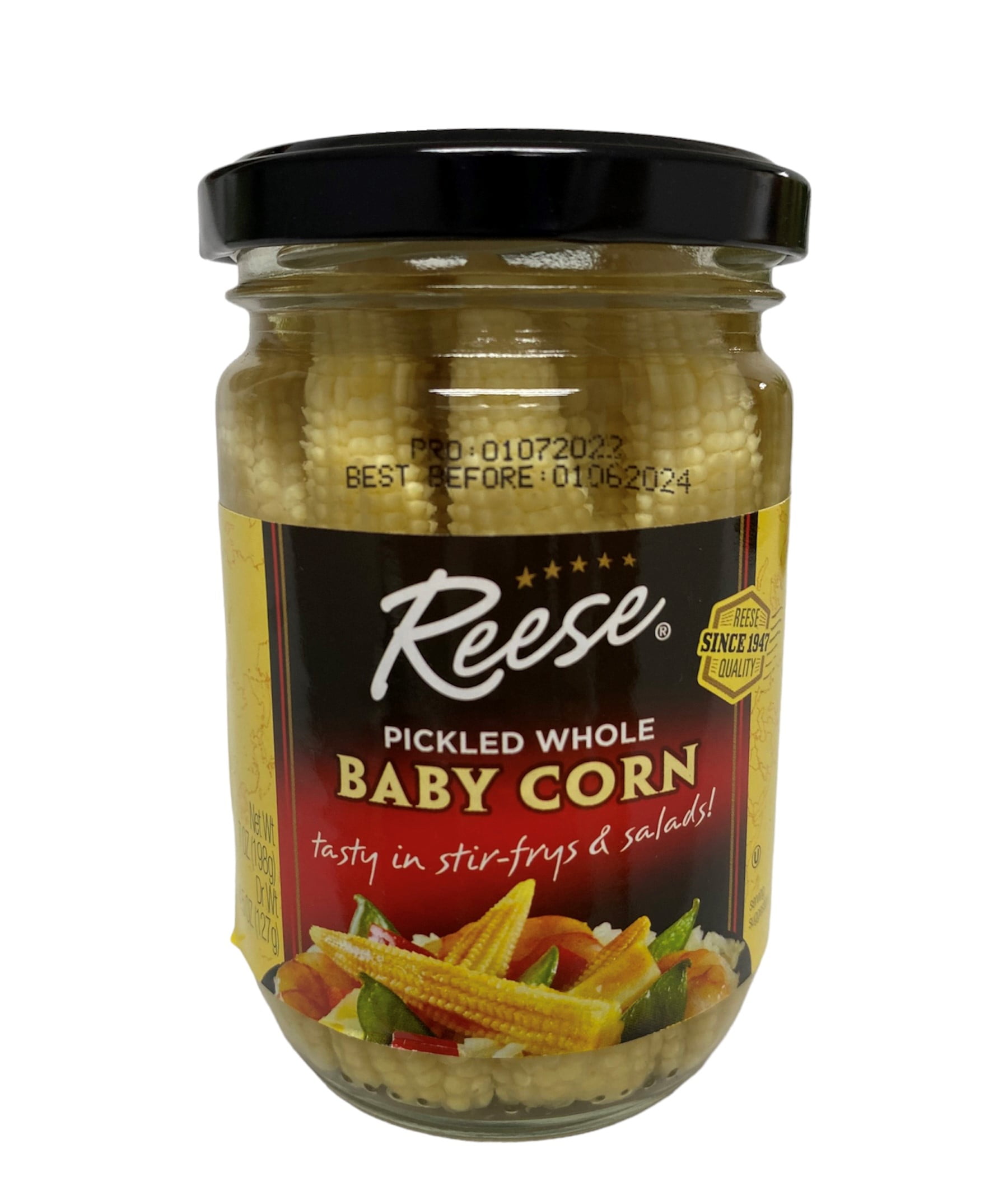 Reese Premium Quality Kosher Pickled Whole Baby Corn Jars - Case of 12 ...