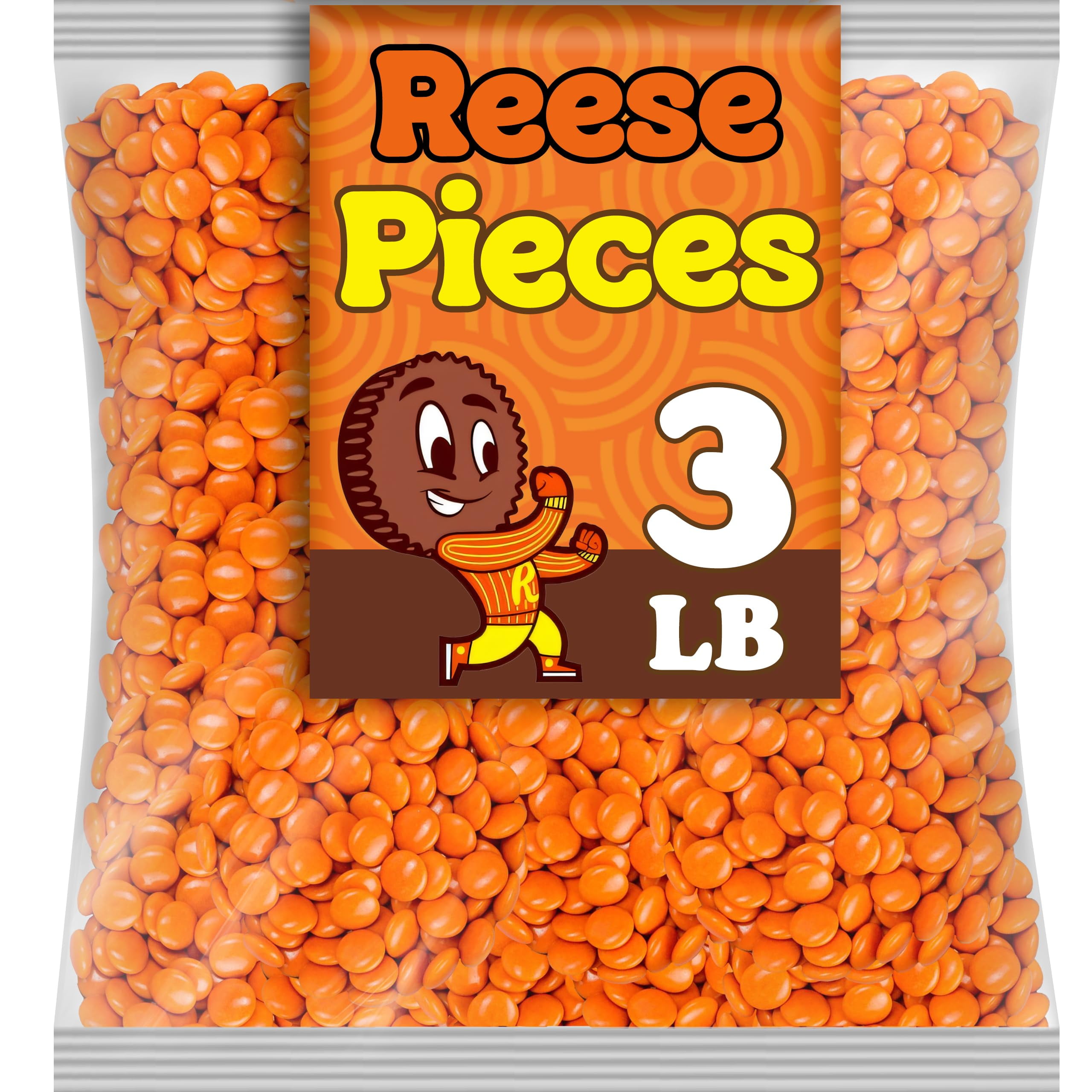 Reese Pieces Peanut Butter YYF14 Chocolate Candy, 3 lbs Bulk with Crunchy Orange Shell and ...