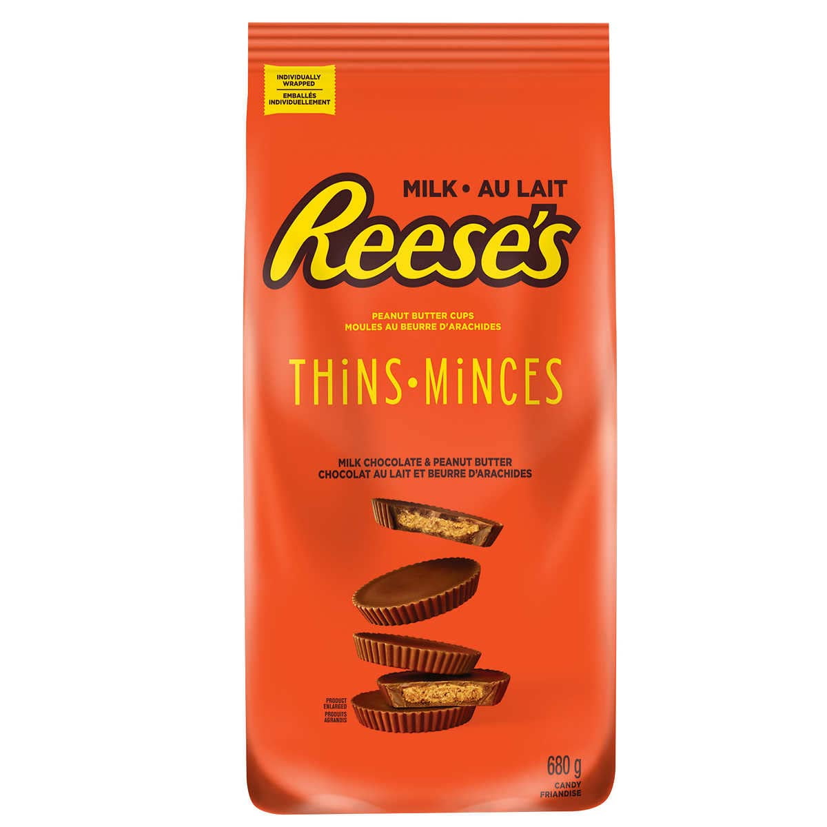 Reese,S Chocolate Candy Peanut Butter Cups Thins, 680G/23.8 Oz ...