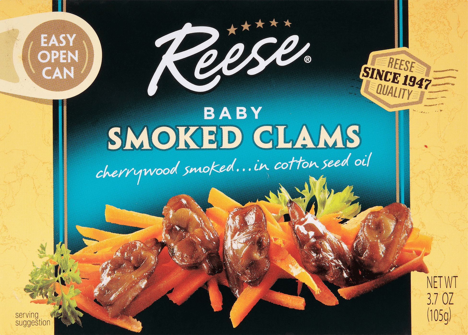 Reese Cherrywood Smoked Baby Clams in Cottonseed Oil, 3.66 oz, Farm ...