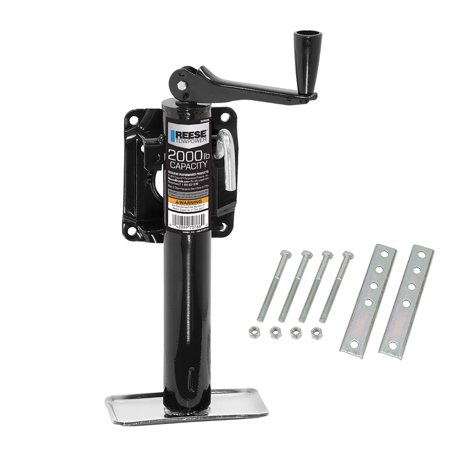 Reese Towpower 7076600 Round Trailer Jack, Side Mount, 2,000 lbs. Lift ...