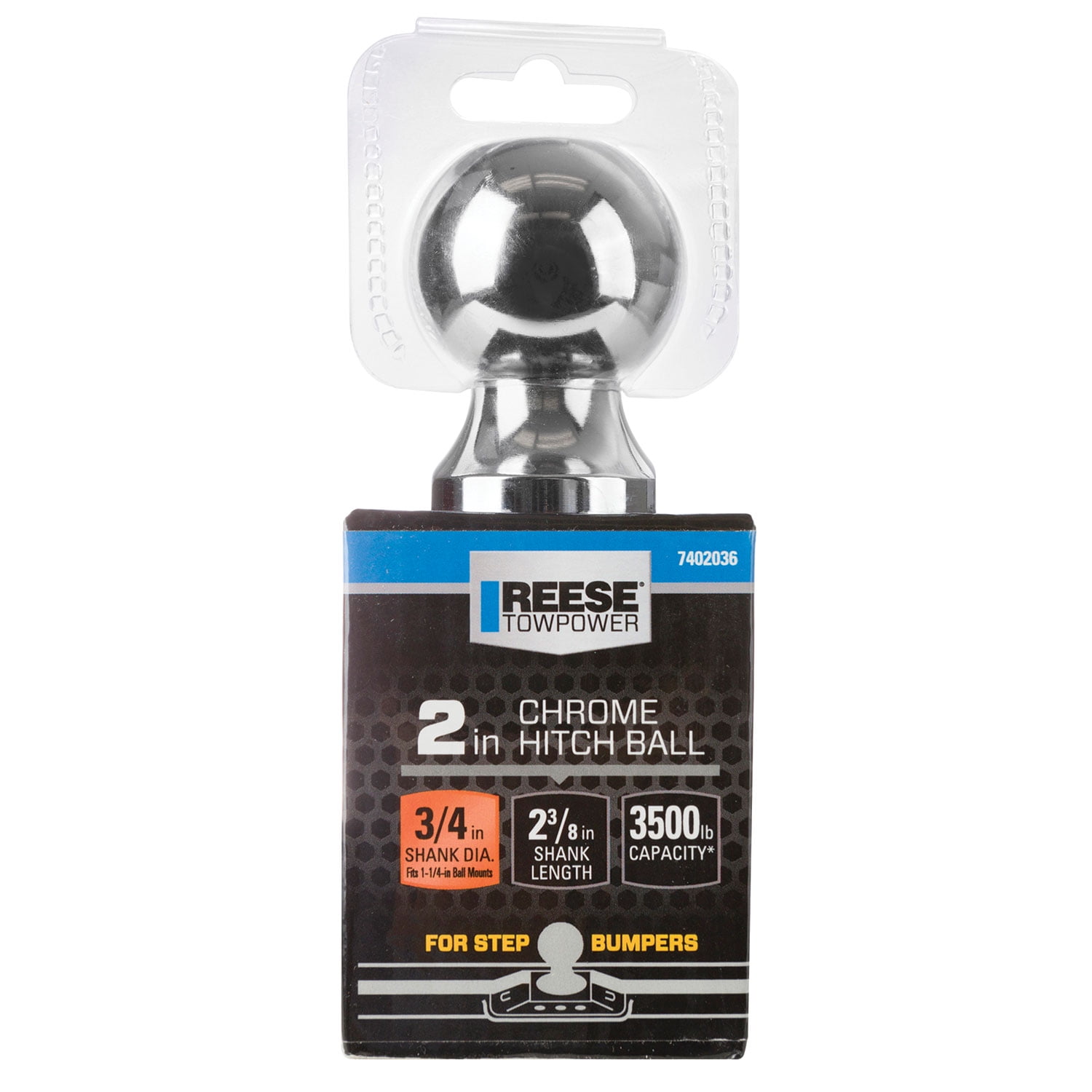 Reese Towpower 7402036 Trailer Hitch Ball, 2 Inch Diameter, 3,500 lbs ...
