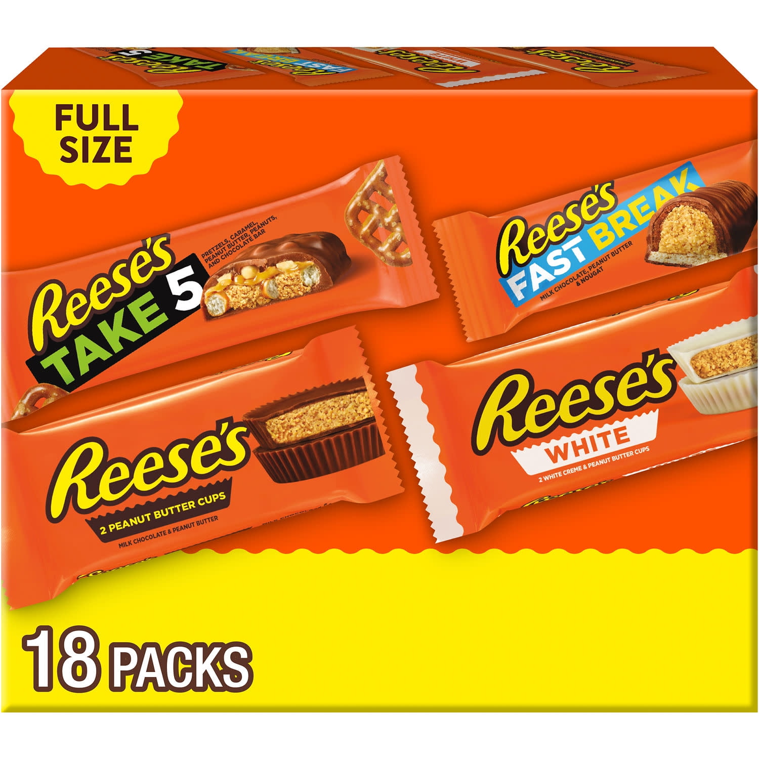 Reese's Assorted Chocolate and White Creme Candy, Box 28.06 oz, 18 ...