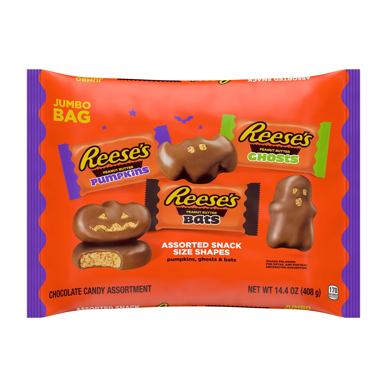 Reese's Assorted Milk Chocolate Peanut Butter Halloween Candy, Jumbo ...