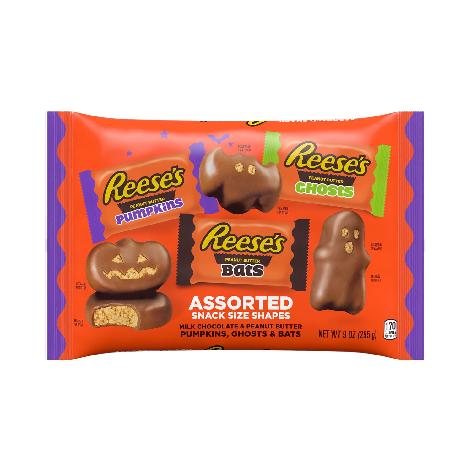 Reese's Assorted Milk Chocolate, Peanut Butter Shapes Halloween Candy, Variety Bag, Snack Size 9 ...