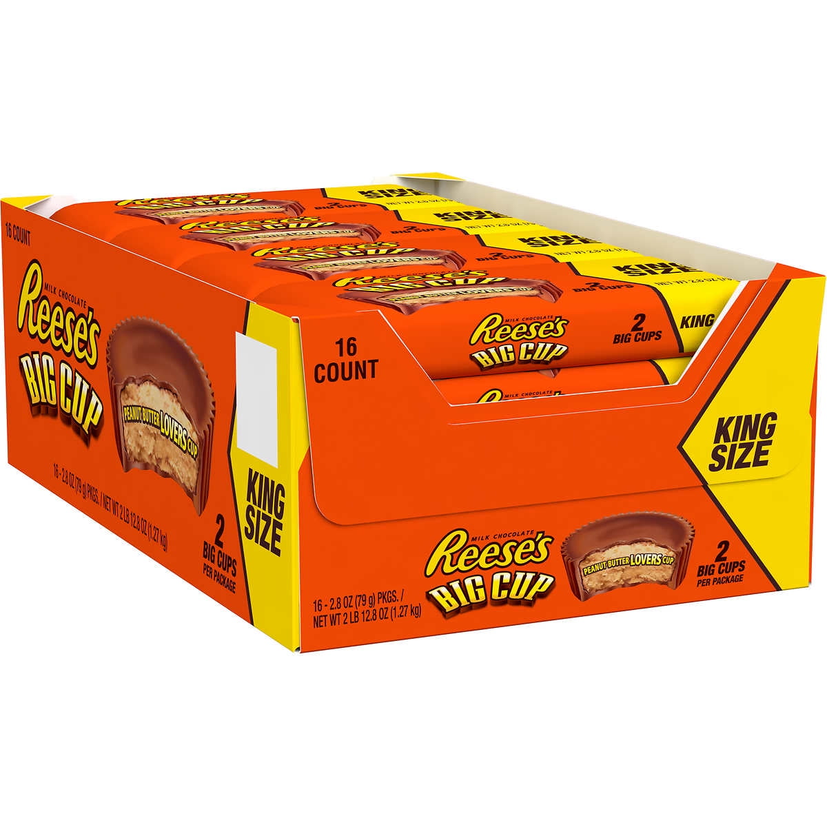 Reese's Big Cup King Size Peanut Butter Lovers Candy, Bulk Box, 16 Ct, 2.8 oz. - Walmart.com