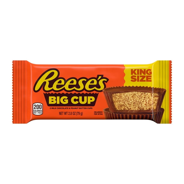 Reese's Big Cup Milk Chocolate King Size Peanut Butter Cups Candy, Pack ...