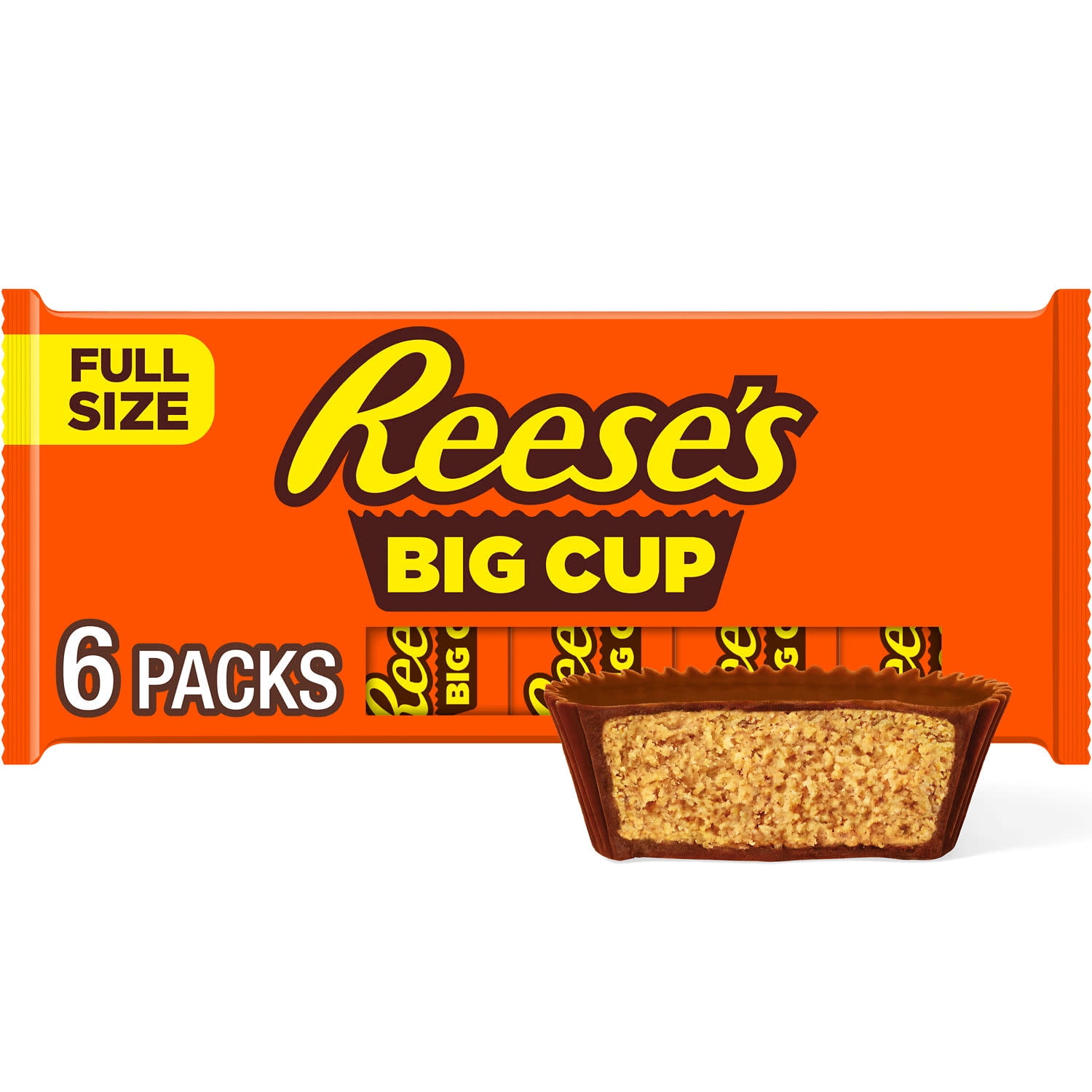 Reese's Big Cup Candy, Milk Chocolate Peanut Butter Cups, 6 Count, 1.4 ...