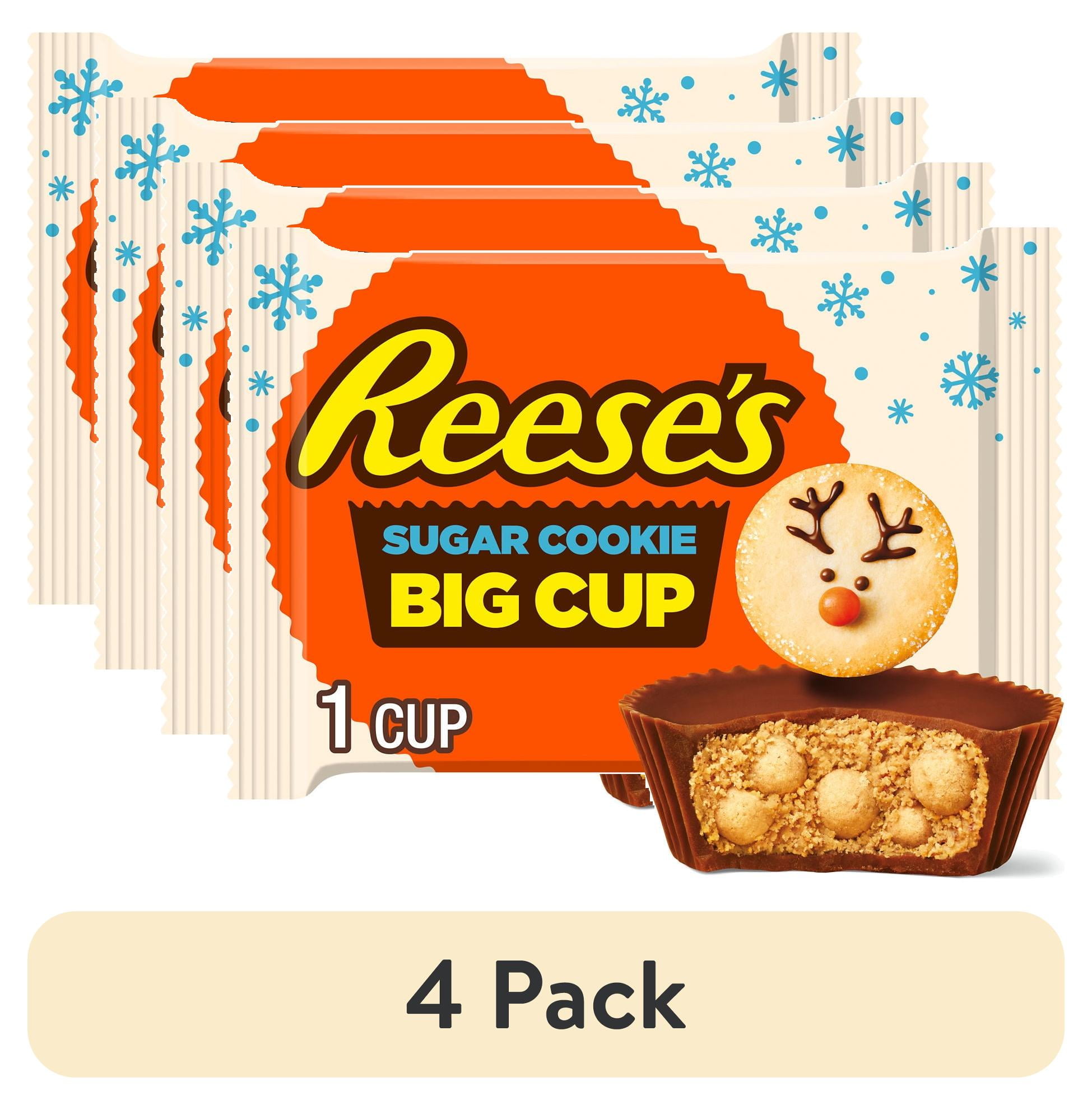 (4 pack) Reese's Big Cup Sugar Cookie Milk Chocolate Peanut Butter Cups ...
