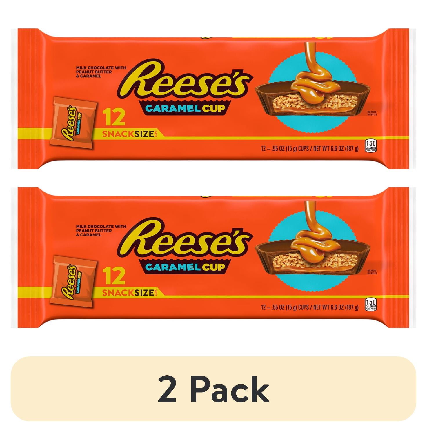 (2 pack) Reese's Caramel Milk Chocolate Snack Size Peanut Butter Cups ...