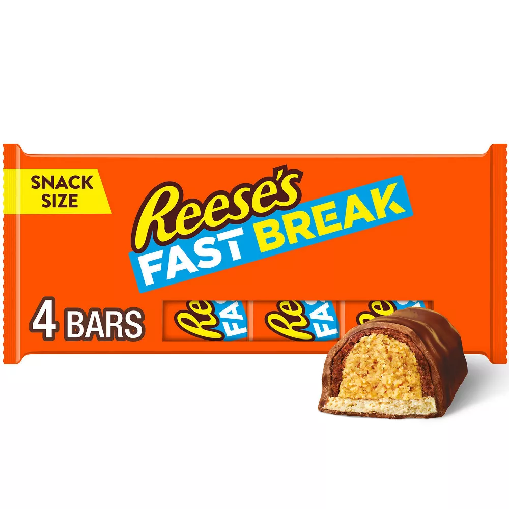 Reese's Fast Break Candy Bars, Peanut Butter Nougat, Snack Size, 2.68oz, 4ct - Walmart.com