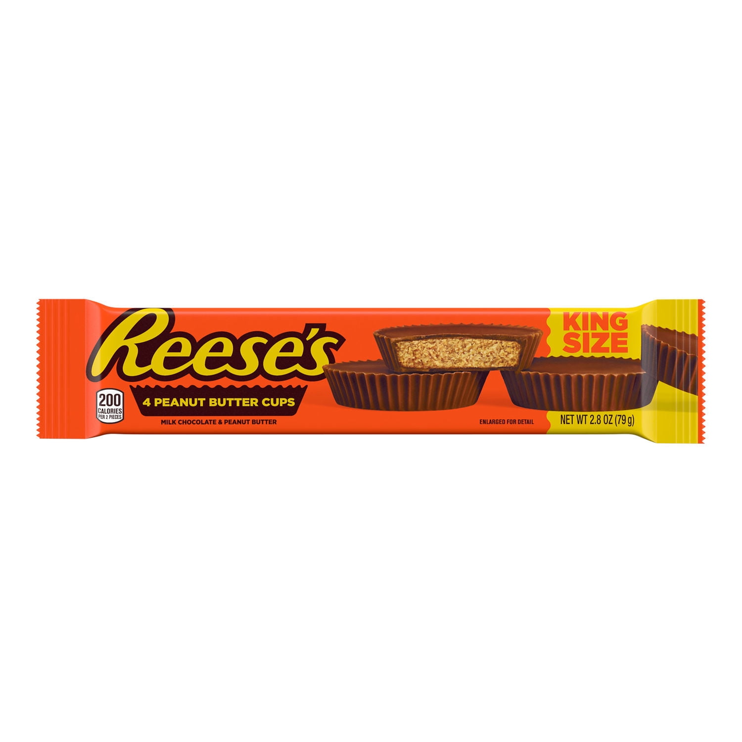 Reese's Milk Chocolate King Size Peanut Butter Cups Candy, Pack 2.8 oz - Walmart.com