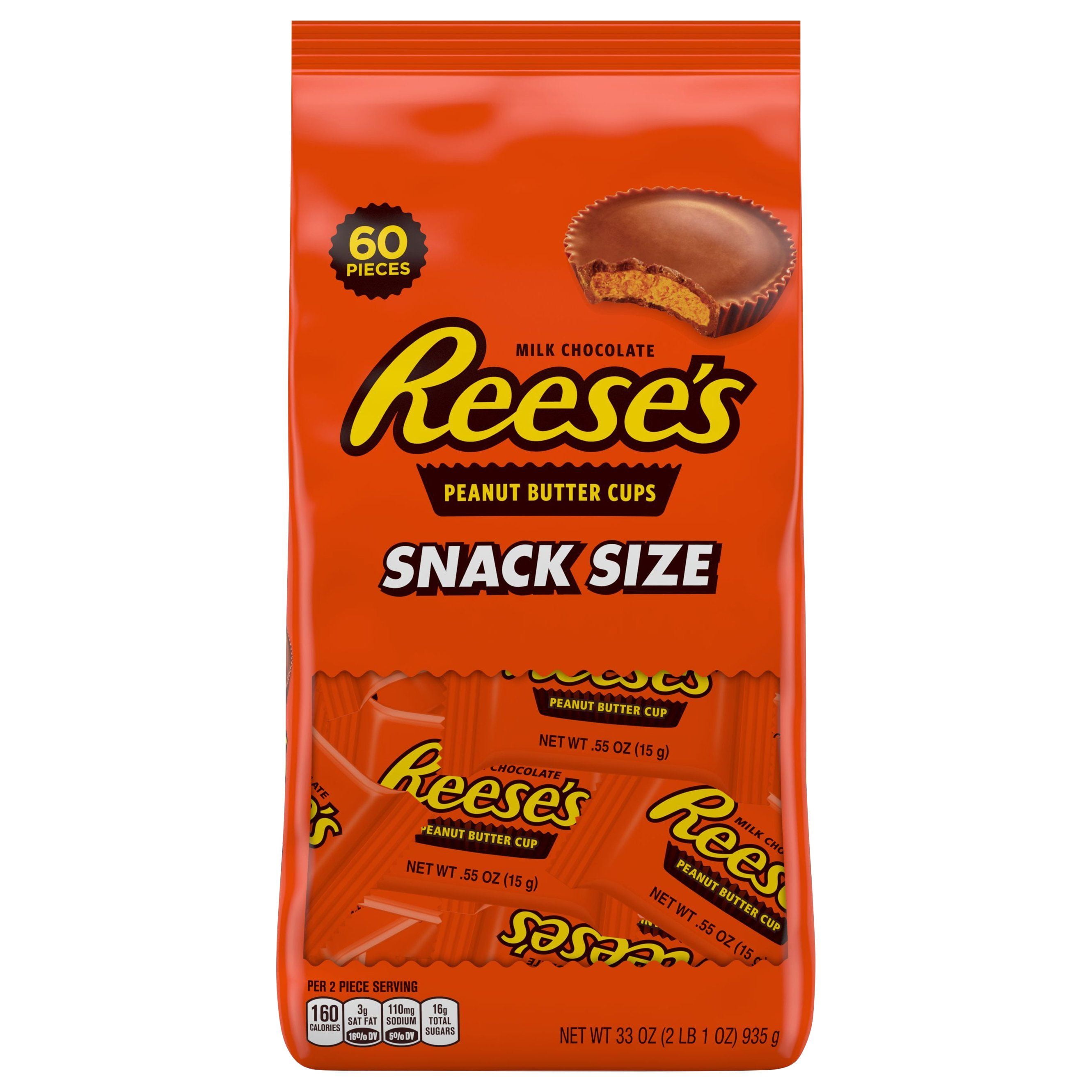Reese's Milk Chocolate Peanut Butter Cups Snack Size Candy - 60 pc ...