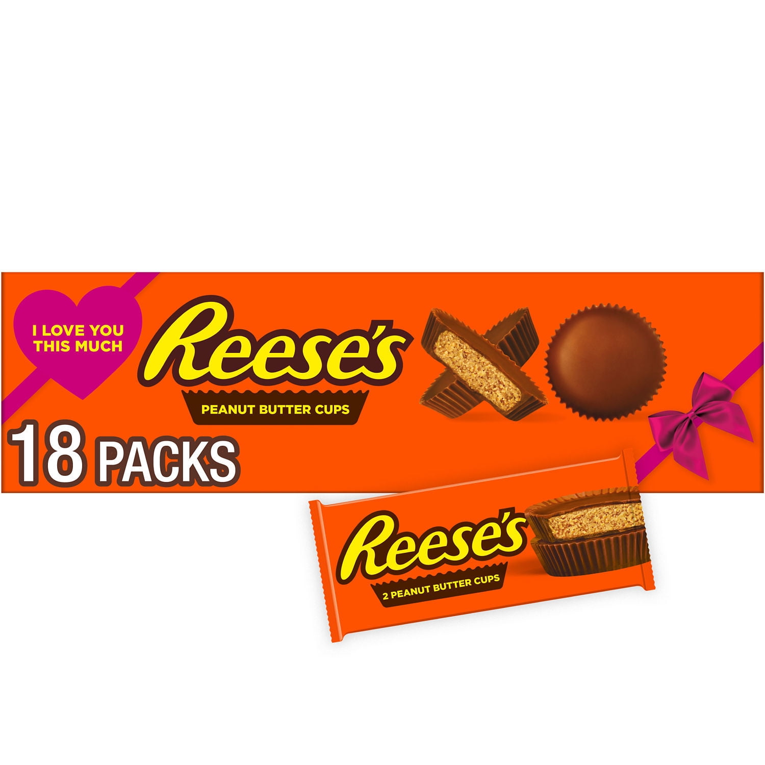 Reese's Milk Chocolate Peanut Butter Cups Valentine's Candy, Packs 1.5 ...