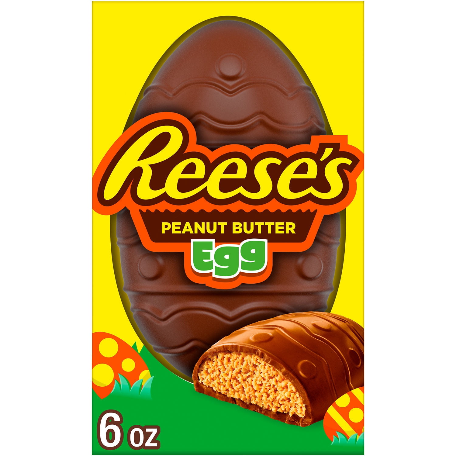 REESE'S Milk Chocolate Peanut Butter Egg, 6 oz, Easter Candy Gift Box ...