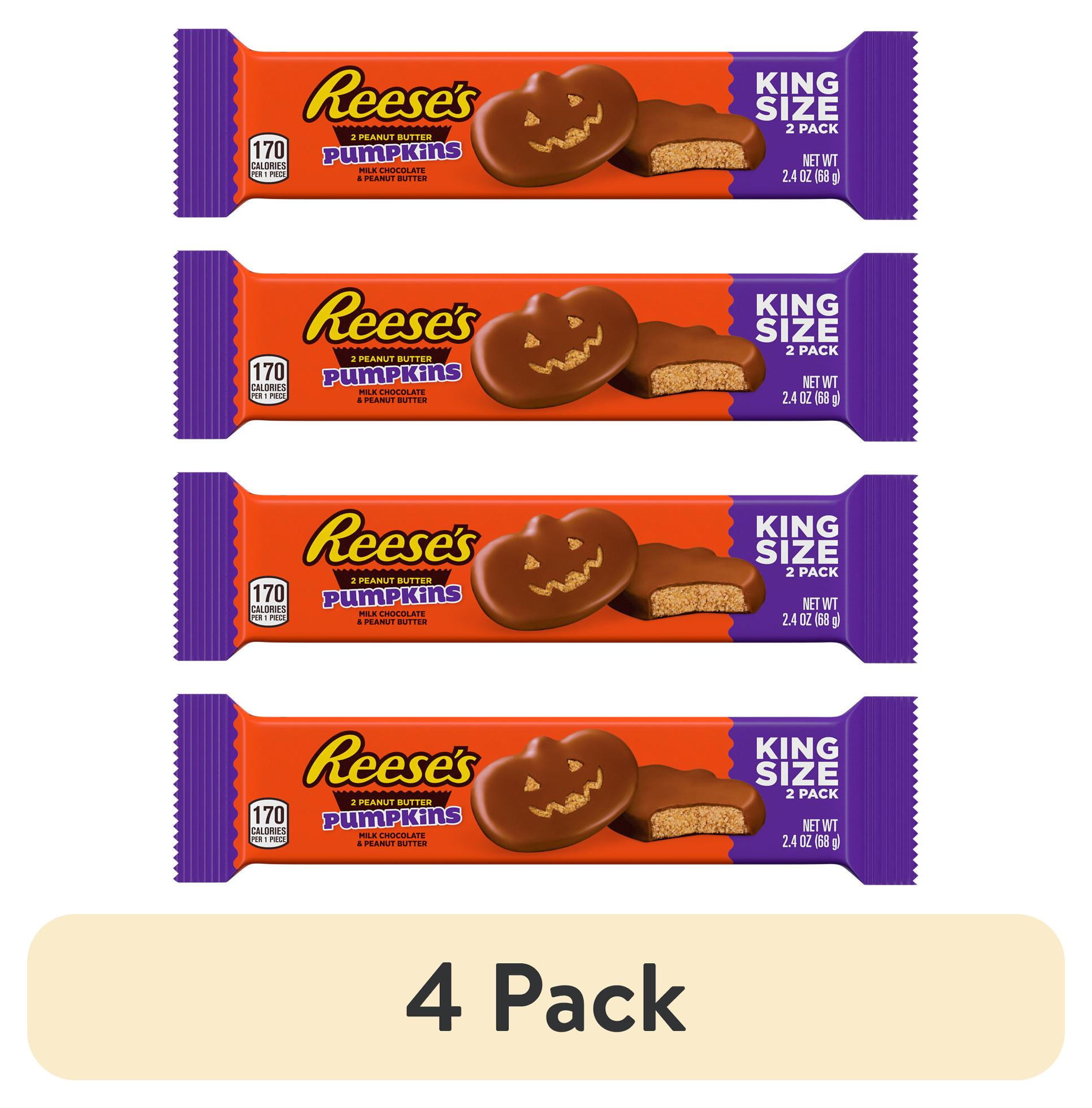 (4 pack) Reese's Milk Chocolate King Size Peanut Butter Pumpkins Halloween Candy, Pack 2.4 oz, 2 ...