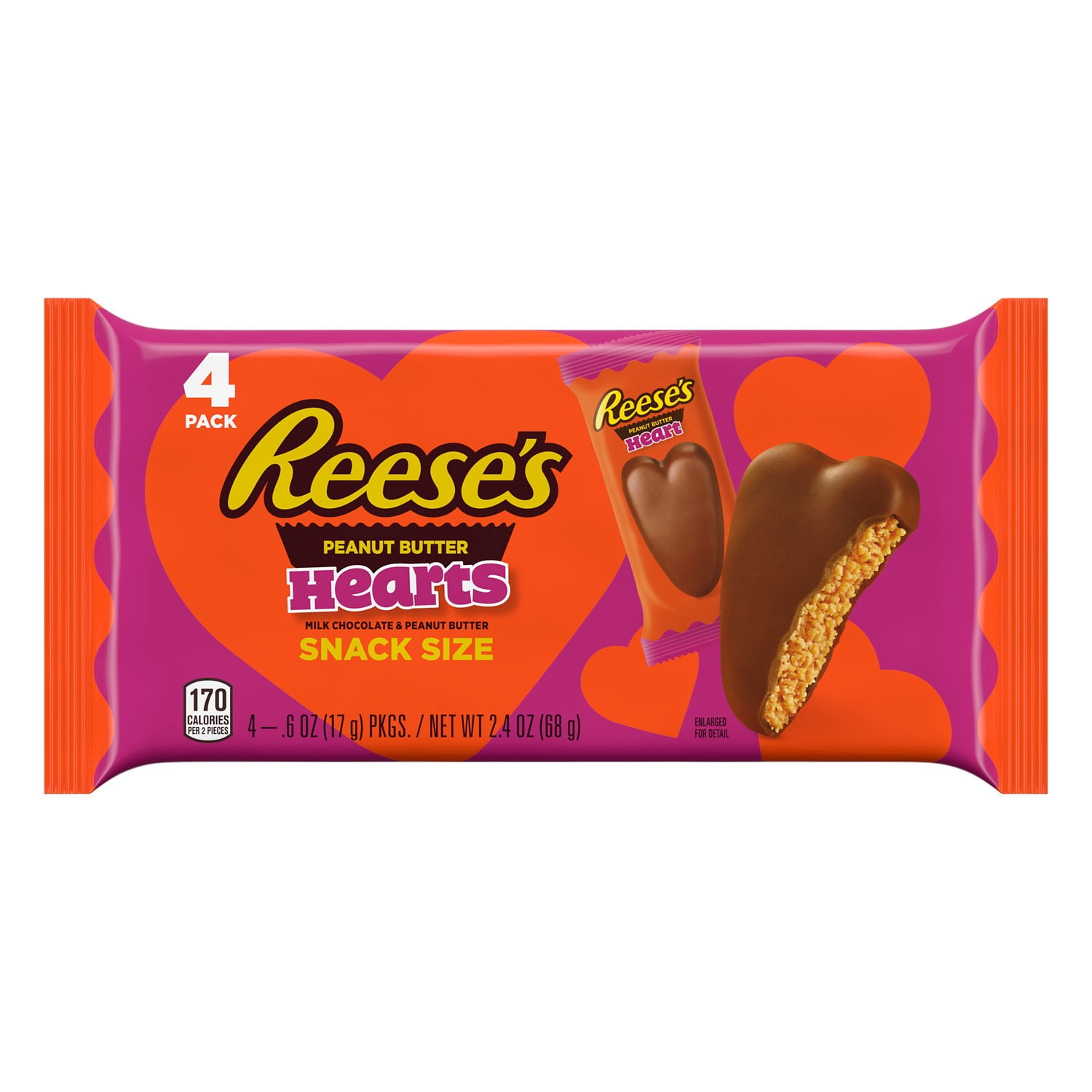 Reese's Milk Chocolate Snack Size Peanut Butter Hearts Valentine's Candy,2.4oz 1count - Walmart ...