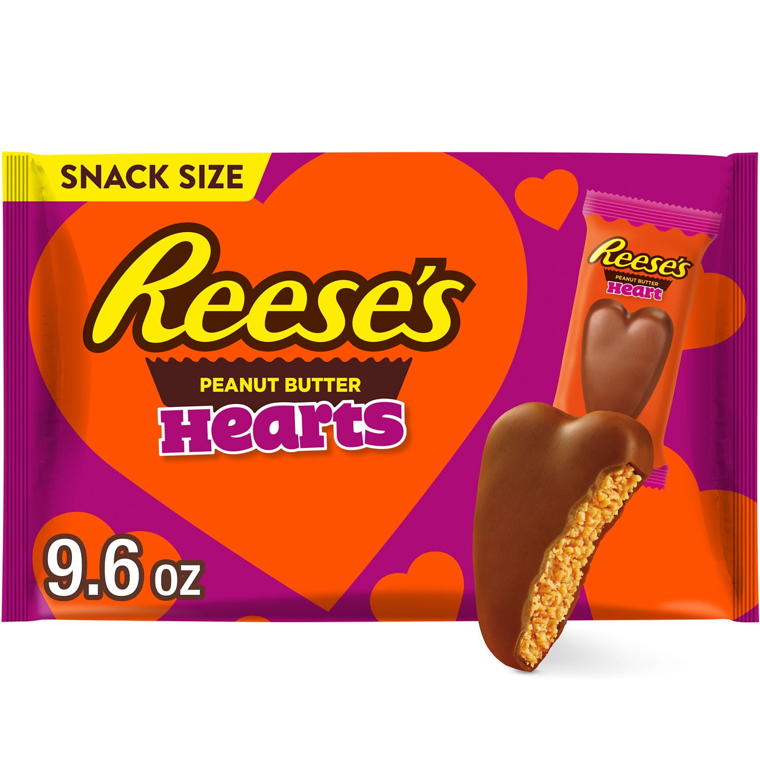 Reese's Heart-Shaped Milk Chocolate Peanut Butter Snack Size Candy, Valentine's Day Gift Bag, 9. ...
