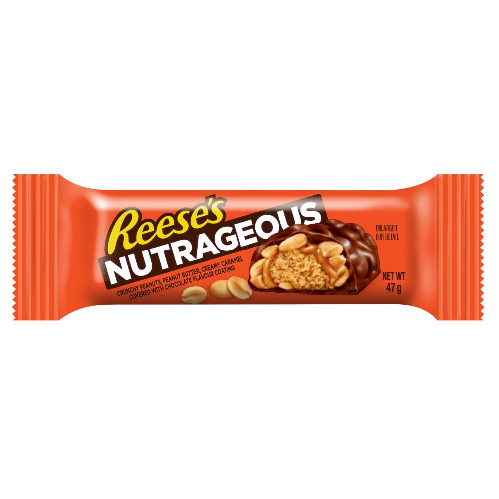 Reese's Milk Chocolate flavour, Peanut Butter and Caramel Nutrageous Bar, 47g (pack of 18 ...