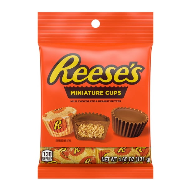 Reese's Miniatures Milk Chocolate Peanut Butter Cups Candy, Bag 4.65 oz - Walmart.com