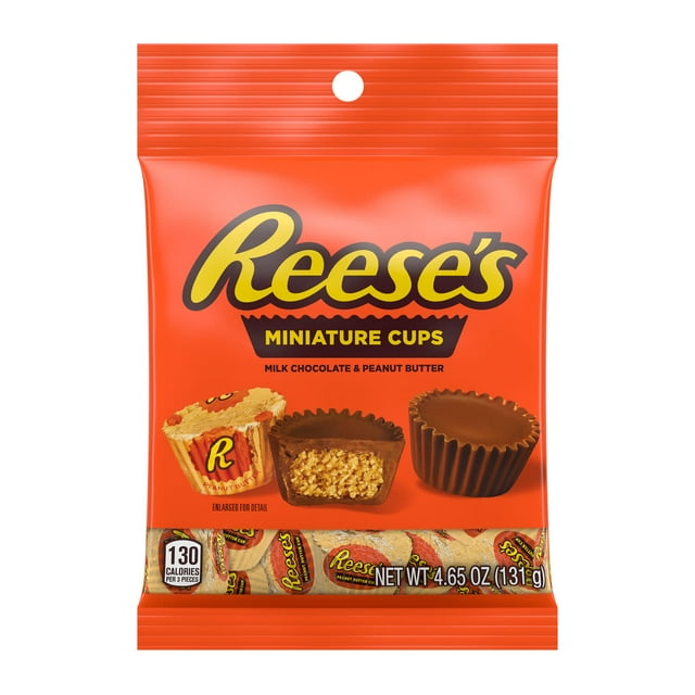 Reese's Miniatures Milk Chocolate Peanut Butter Cups Candy, Bag 4.65 oz - Walmart.com