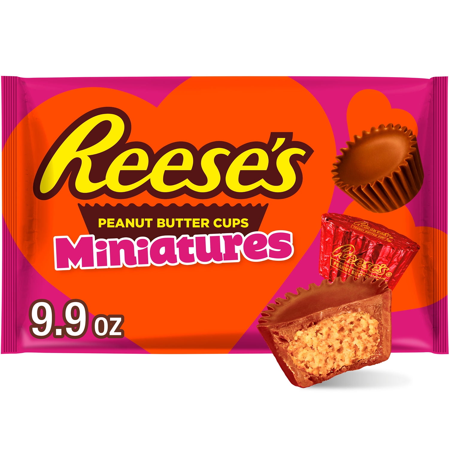 Reese's Miniatures, Valentine Milk Chocolate Peanut Butter Cups, Individually Wrapped, Bag 9.9 ...