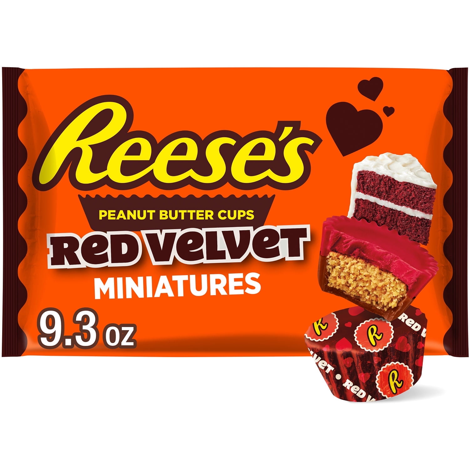 Reese's Miniatures Milk Chocolate and Red Velvet Flavored Creme Peanut Butter Cups Valentine's ...