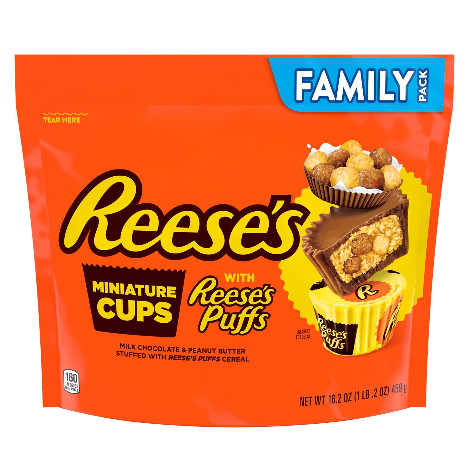 Reese's Miniatures with Puffs Cereal Milk Chocolate Peanut Butter Cups Candy, Family Pack 16.2 ...