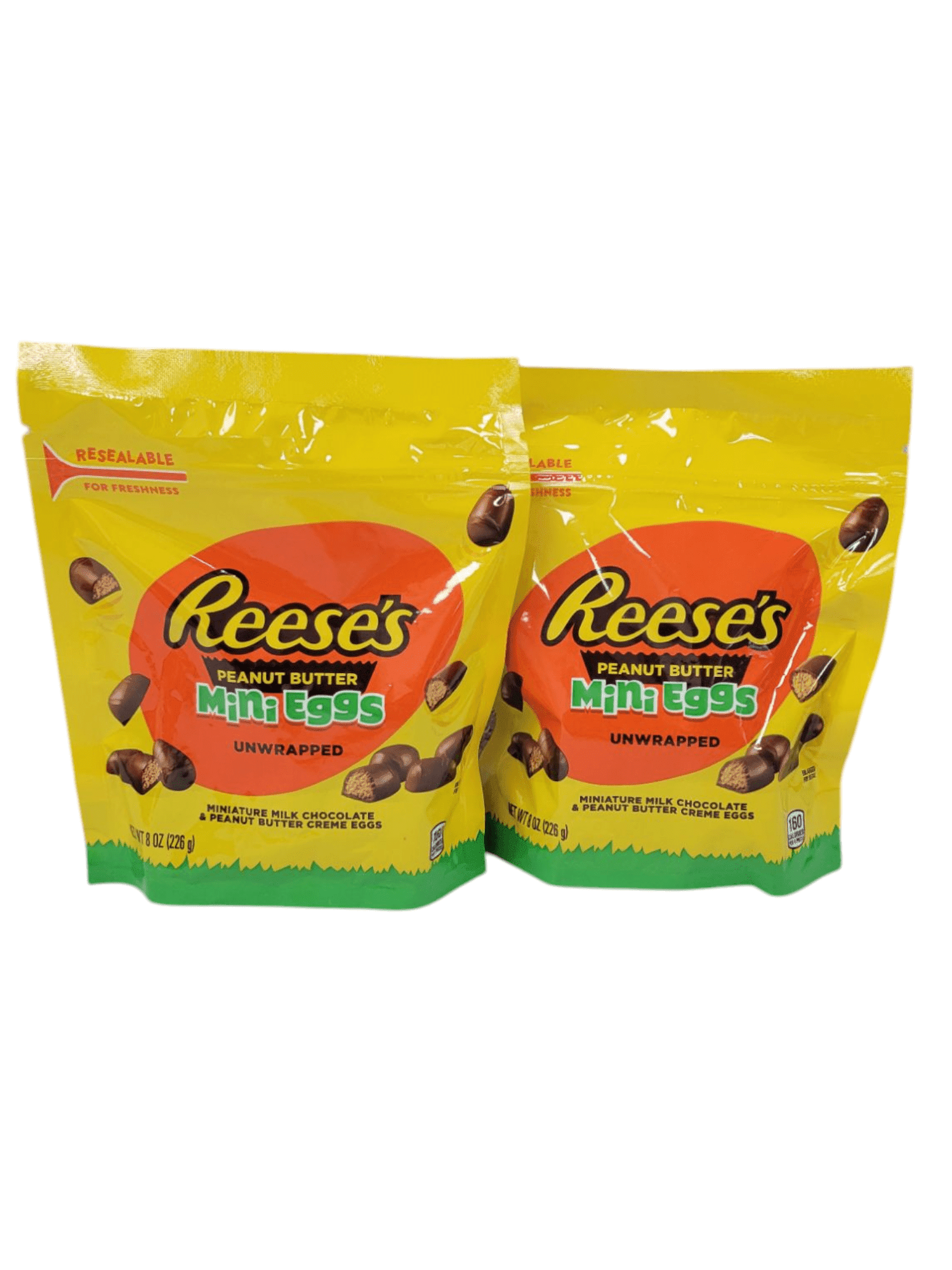 Reese's Peanut Butter Mini Eggs Unwrapped Resealable Standup Bag 8 oz Pack of 2 - Walmart.com