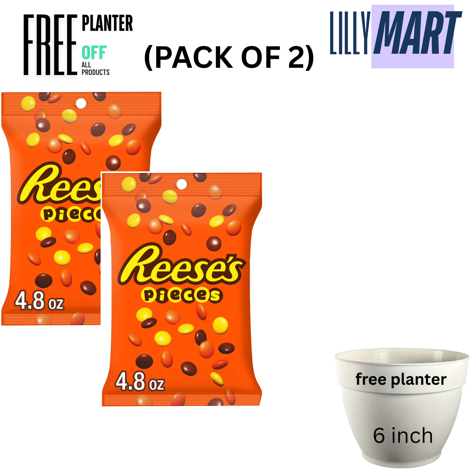 Reese's Pieces Peanut Butter in a Crunchy Shell Candy, Bag 4.8 oz (pack ...