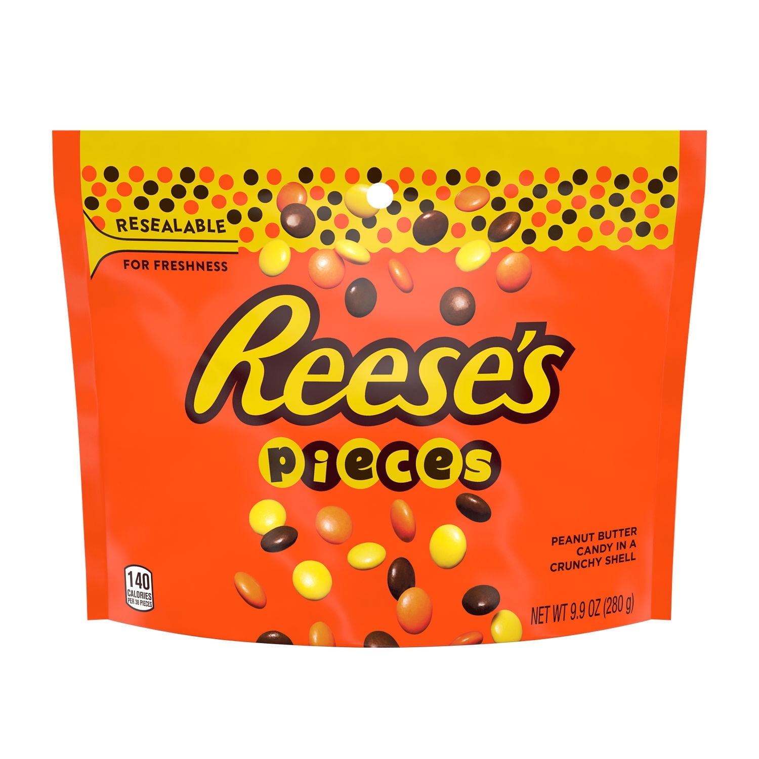 Reese's Pieces Peanut Butter in a Crunchy Shell Candy, Bag 9.9 oz (pack ...