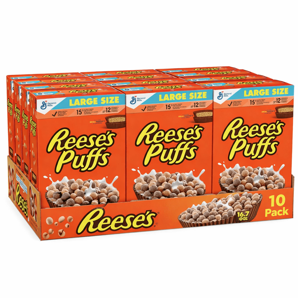 Reese’s Puffs Chocolate Peanut Butter Cereal, 16.7 oz Boxes, 10 Count ...