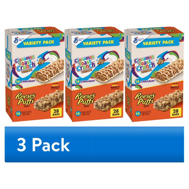 (3 pack) Reese's Puffs Cinnamon Toast Crunch Cereal Treat Bars Variety ...