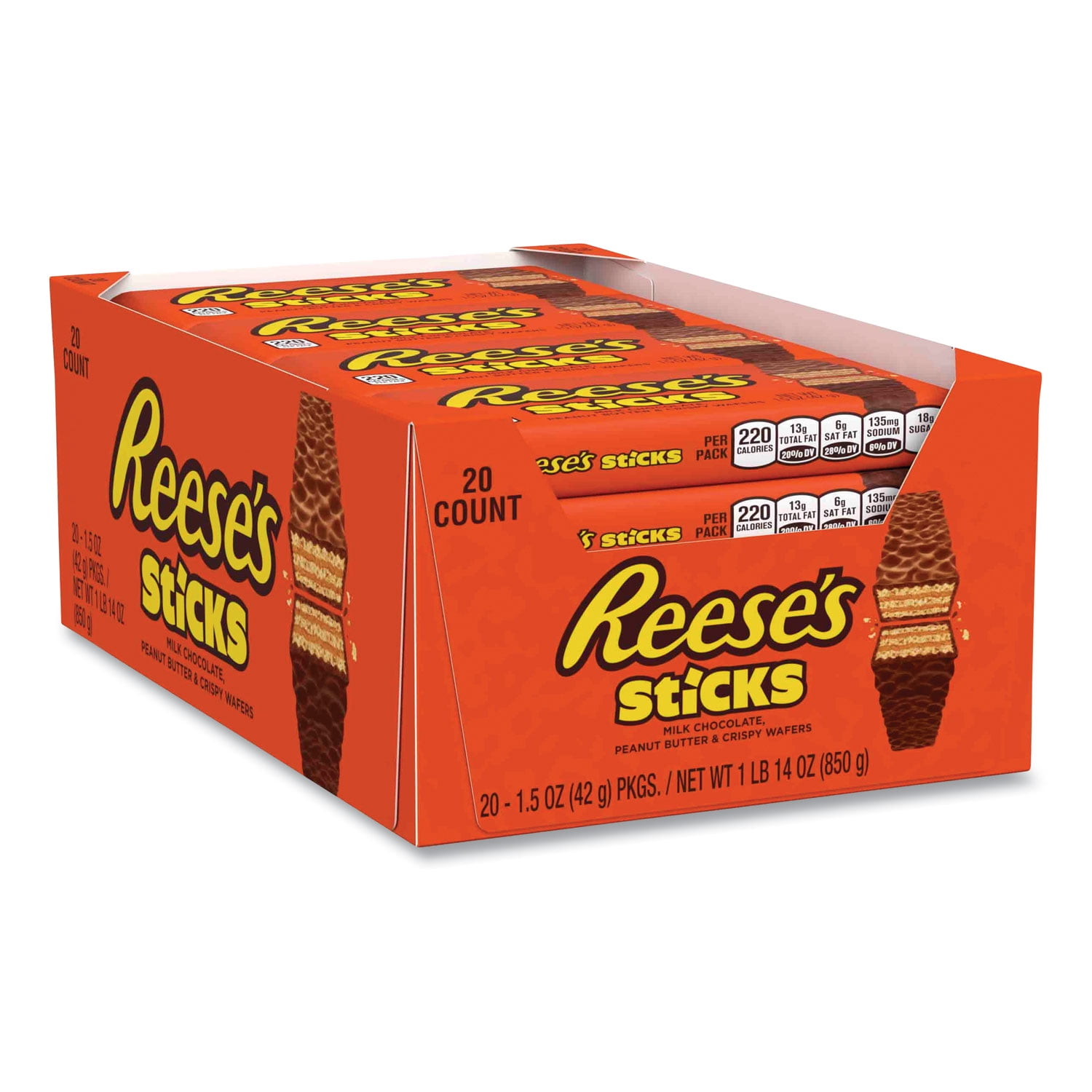 Reese's Chocolate Candy Bars, Peanut Butter & Crispy Wafers, 1.5 oz, 20 ...